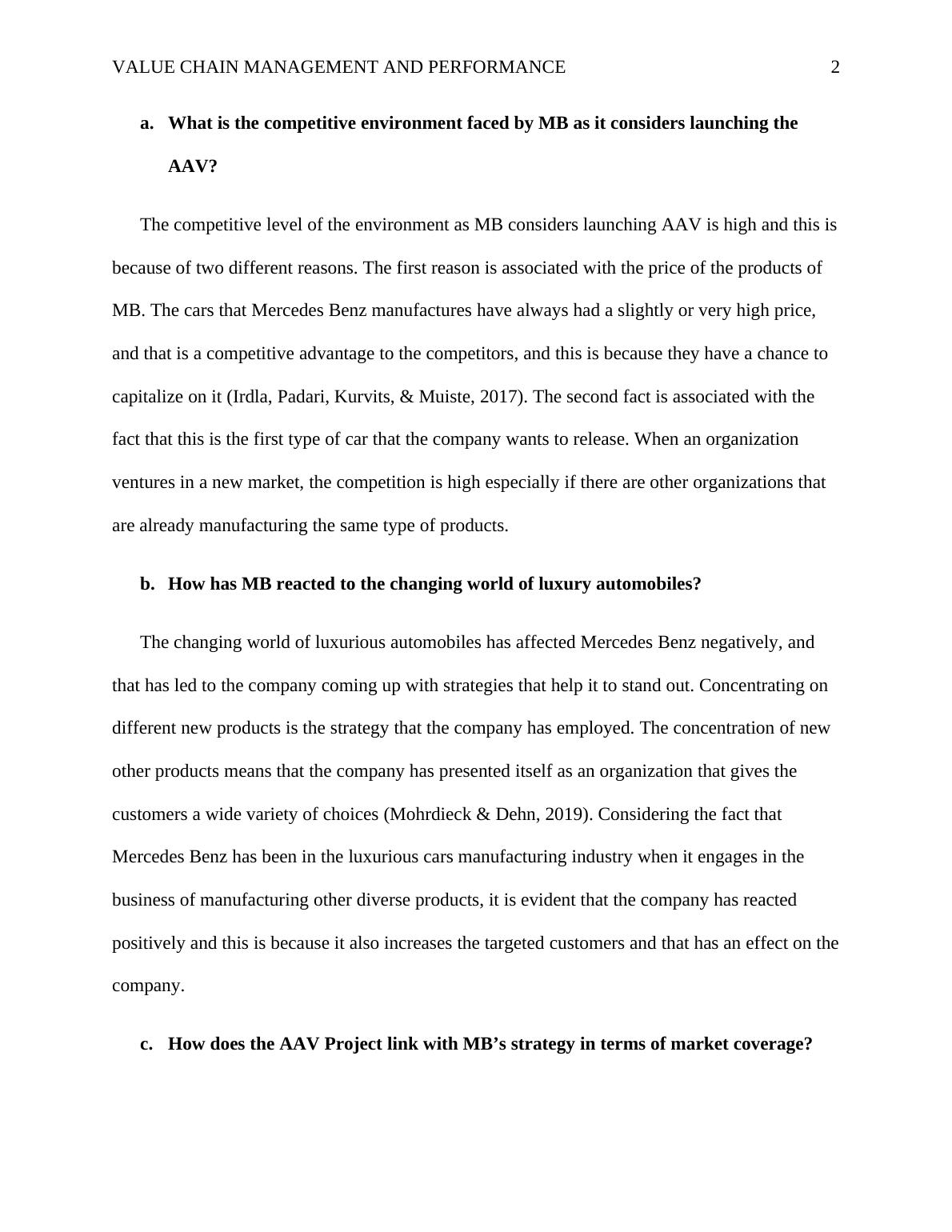 Value Chain Management and Performance