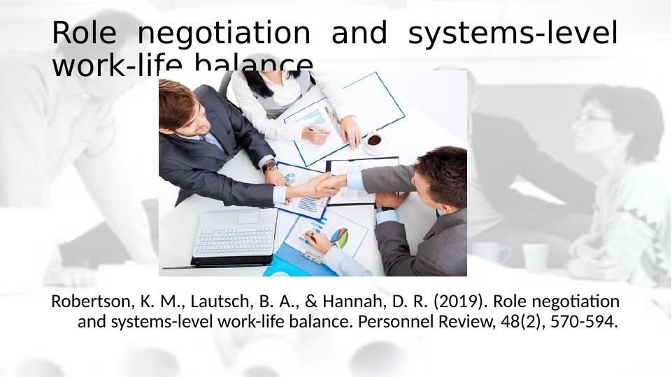 Role negotiation and systems-level work-life balance - Desklib