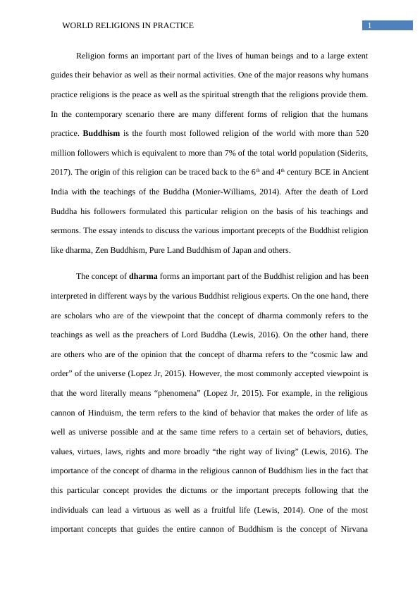 World Religions in Practice: Precepts of Buddhism, Zen Buddhism, Pure ...