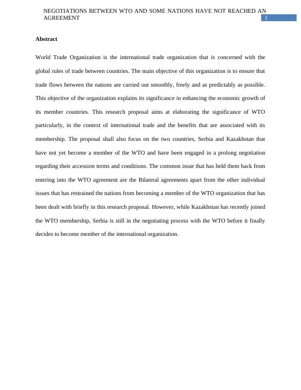 WTO Membership: Negotiation Analysis - Serbia & Kazakhstan